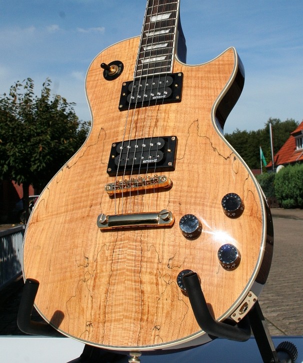 LES PAUL *SPALTED MAPLE TOP* EMG PICKUPS, GROVER TUNER, MASSIV MAHAGONI ...